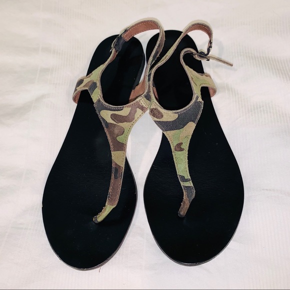 Shoes | Leather Camo Sandals | Poshmark